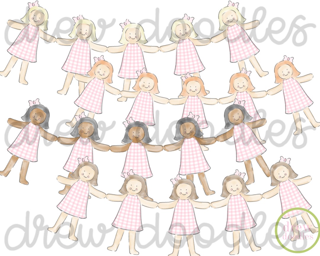 Watercolor Girl Paper Chains Digital Clip Art Set- Instant Download - Etsy