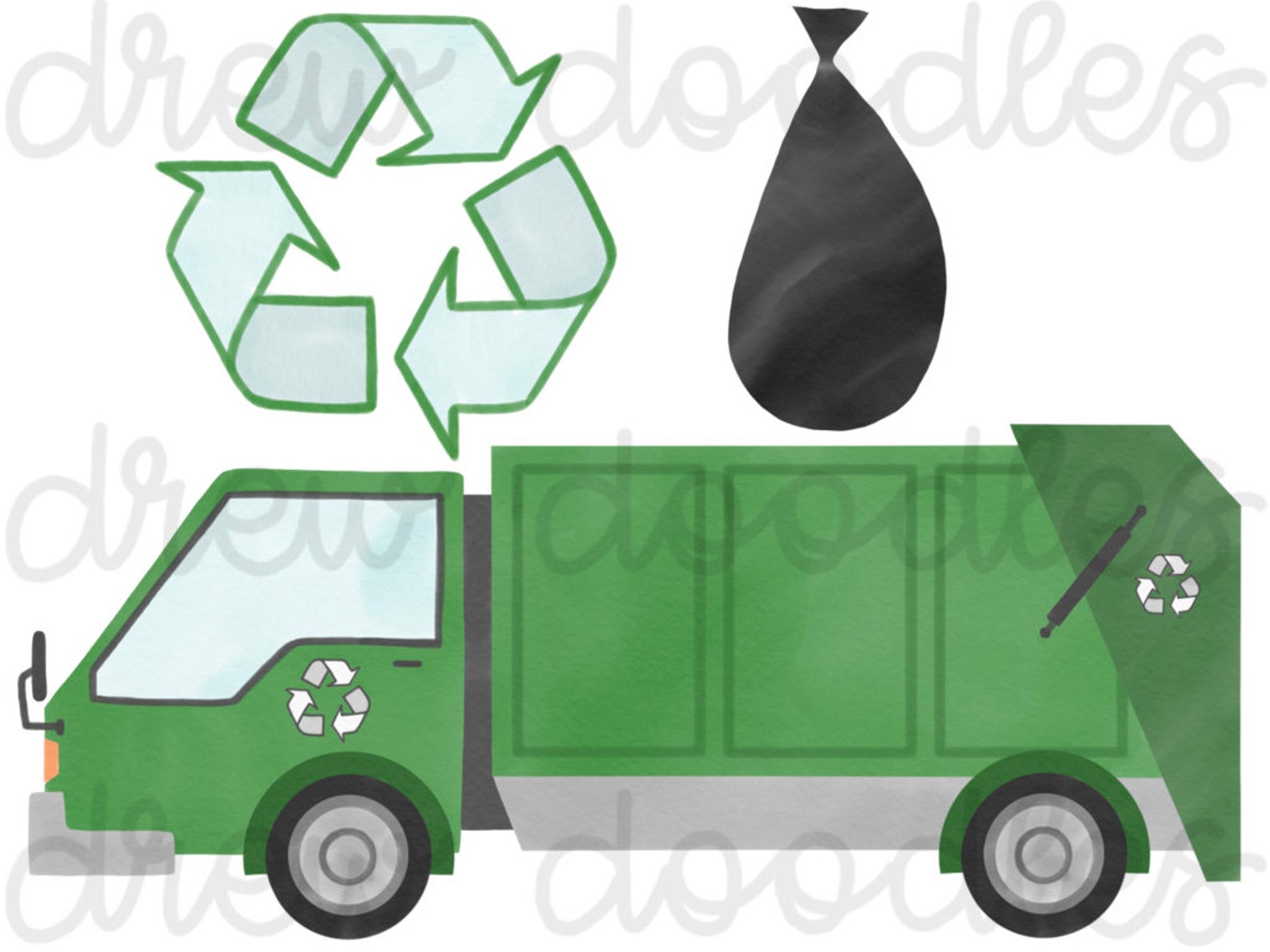 Watercolor Garbage Trash Recycling Digital Clip Art Set | Etsy