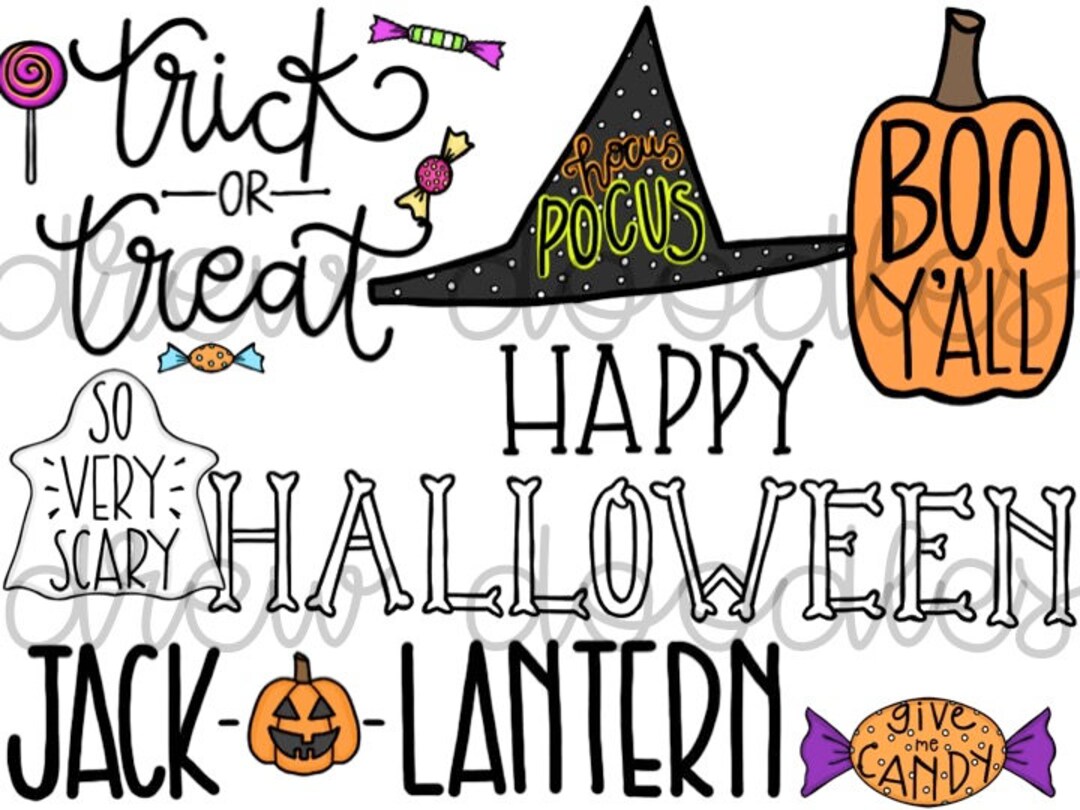 Halloween Doodles Digital Clip Art Set Instant Download - Etsy