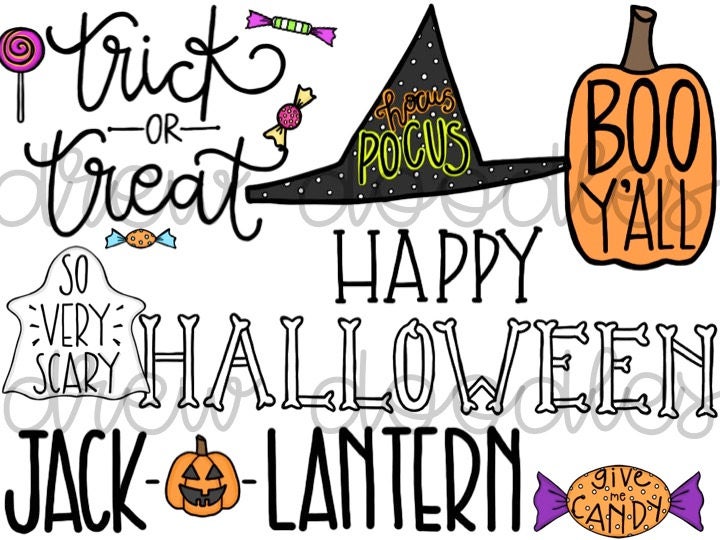 Halloween Doodles Digital Clip Art Set Instant Download - Etsy