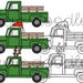 Christmas Trucks Digital Clip Art Set- Color and Black Line COMBO ...