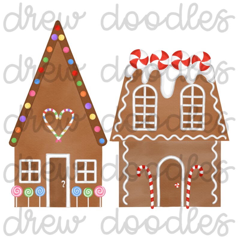 Watercolor Christmas Gingerbread Houses Digital Clip Art Set - Etsy