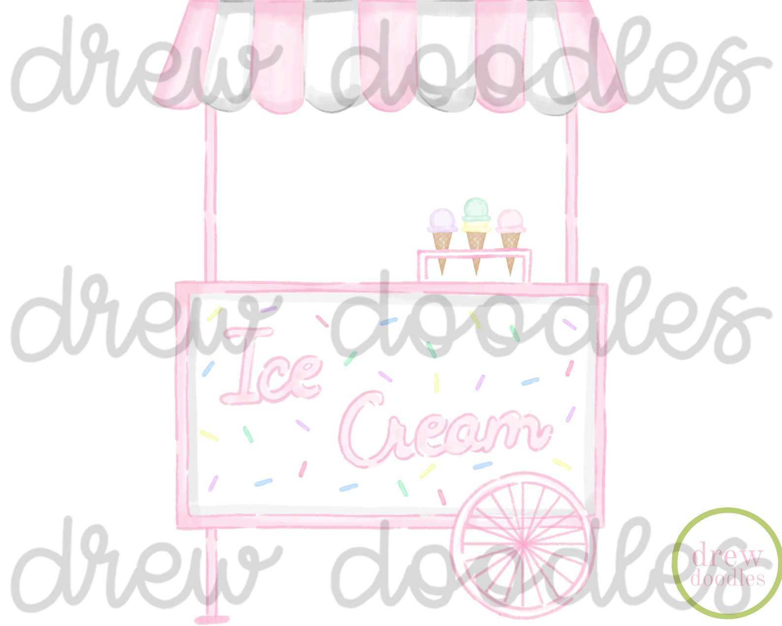 Watercolor Pastel Ice Cream Carts Digital Clip Art Set - Etsy