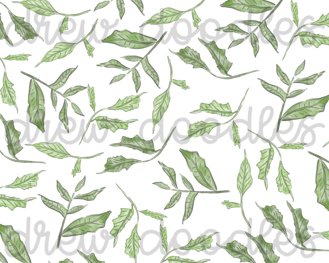 Watercolor Leaf Print Pattern Digital Papers Backgrounds 4x4, 7x5, and ...