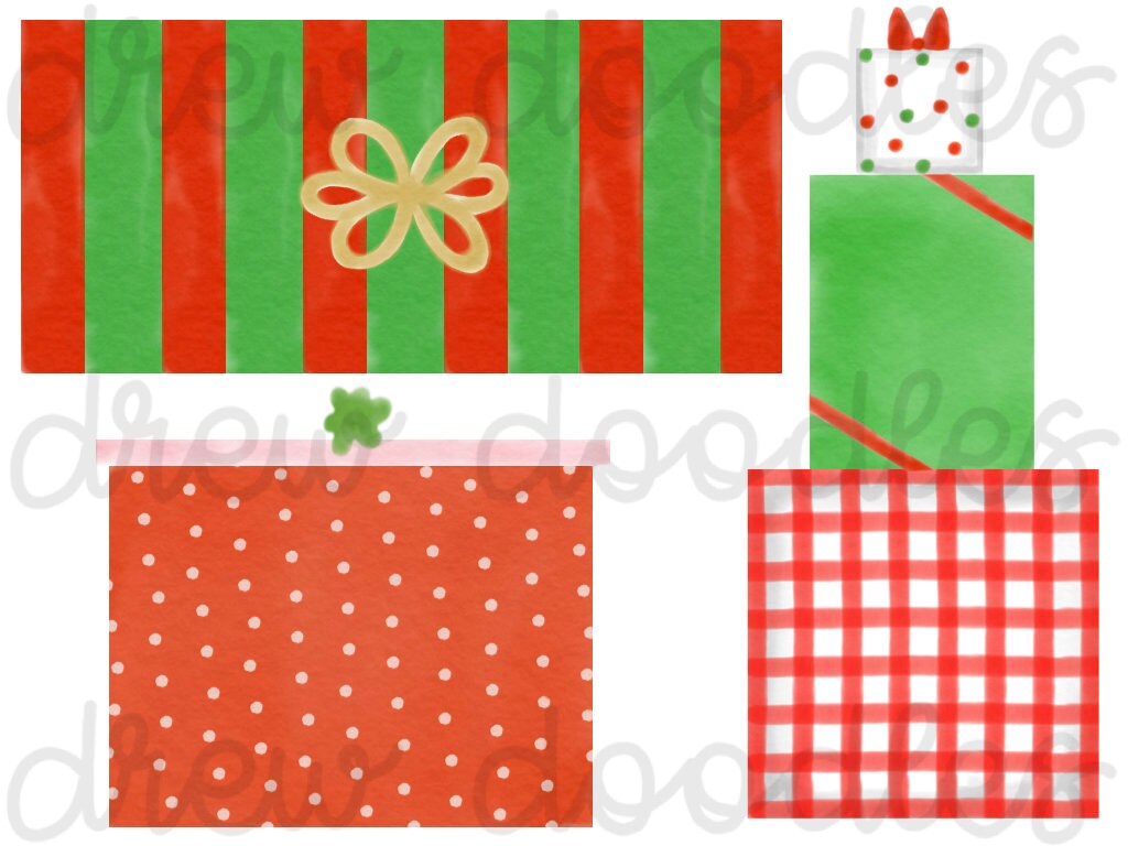 Watercolor Christmas Presents Digital Clip Art Set Instant - Etsy