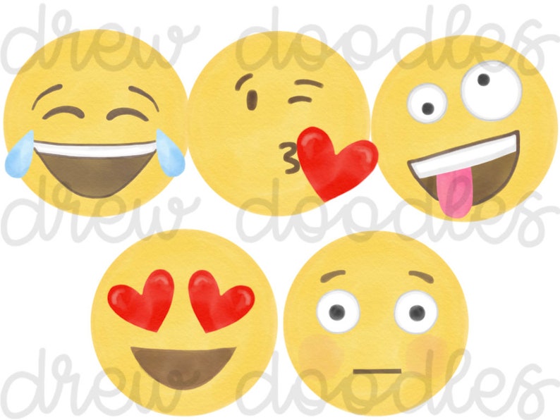 Watercolor Emojis Set 1 Digital Clip Art Set- Instant Download - Etsy