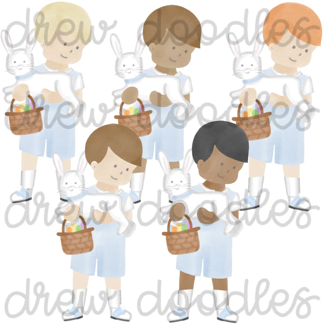 Watercolor Easter Boys Digital Clip Art Set- Instant Download - Etsy