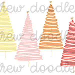 Watercolor Rainbow Christmas Trees- Digital Clip Art Set- Instant ...