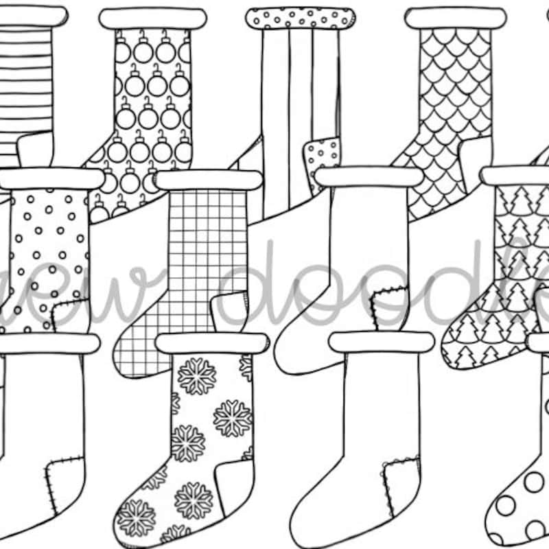 Stocking Clipart Black and White - Etsy