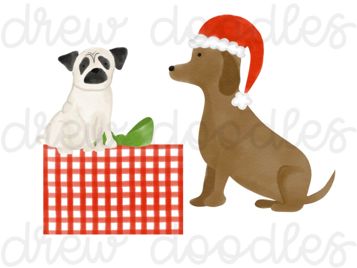 Watercolor Christmas Dogs Digital Clip Art Set- Instant Download - Etsy