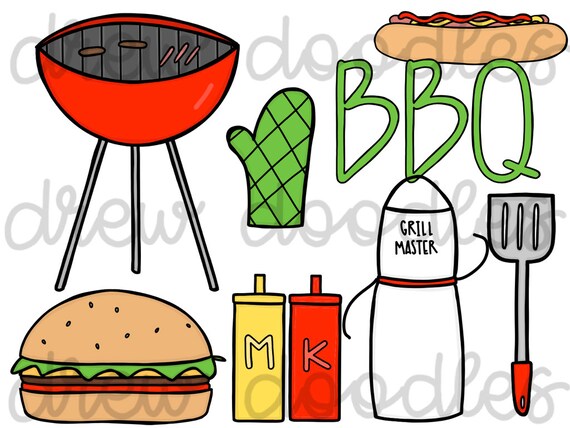 BBQ Grill Digital Clip Art Set Instant Download | Etsy