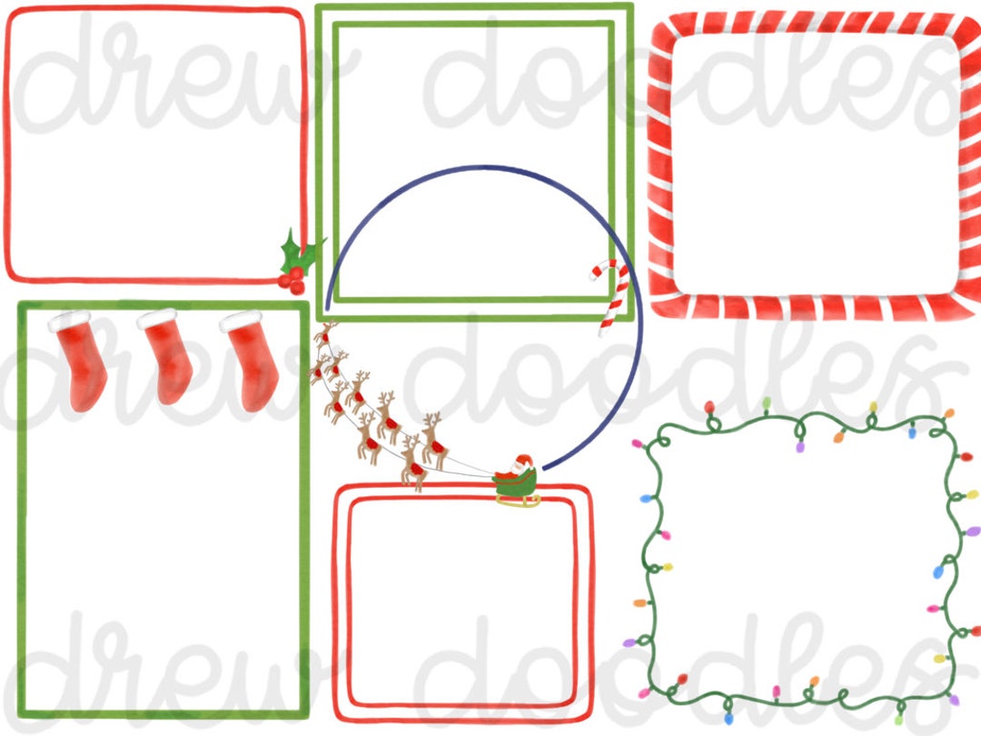 Watercolor Christmas Frames Digital Clip Art Set- Instant Download - Etsy