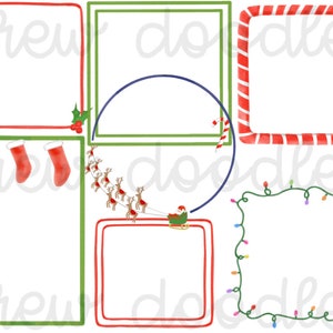 Watercolor Christmas Frames Digital Clip Art Set- Instant Download - Etsy
