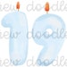 Watercolor Blue Birthday Candles- Digital Clip Art Set- Instant ...