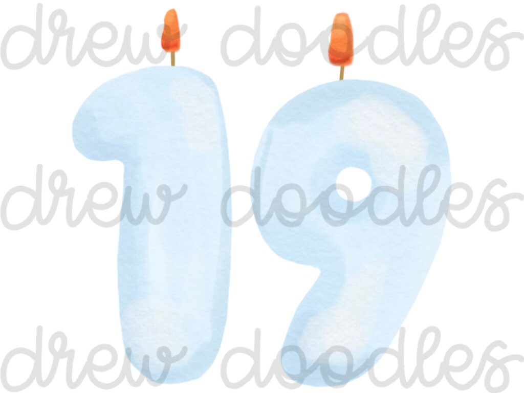 Watercolor Blue Birthday Candles Digital Clip Art Set | Etsy