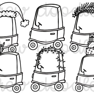 Christmas Coupe Digital Clip Art Set Black Line Version Instant ...