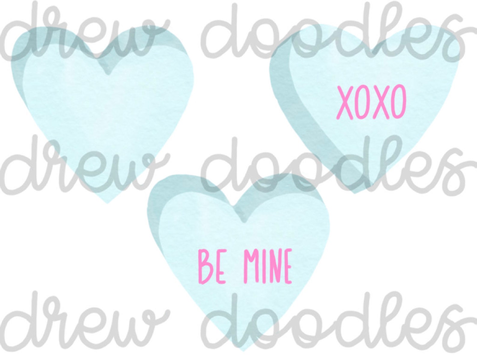 Watercolor Valentine's Day Conversation Hearts Digital Clip Art Set ...