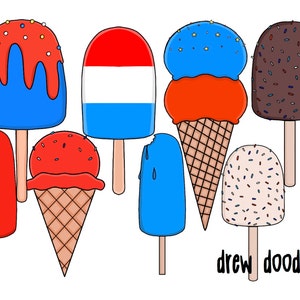 Patriotic Ice Cream Digital Clip Art Set Instant Download - Etsy