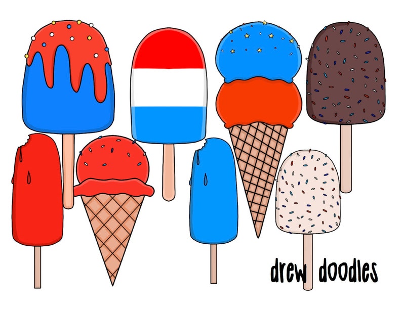 Patriotic Ice Cream Digital Clip Art Set Instant Download - Etsy