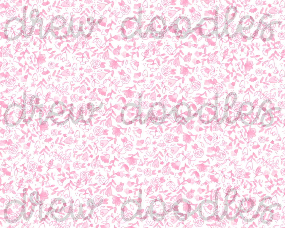 Watercolor Pink Wildflower Pattern Print Digital Papers Backgrounds 4x6 ...