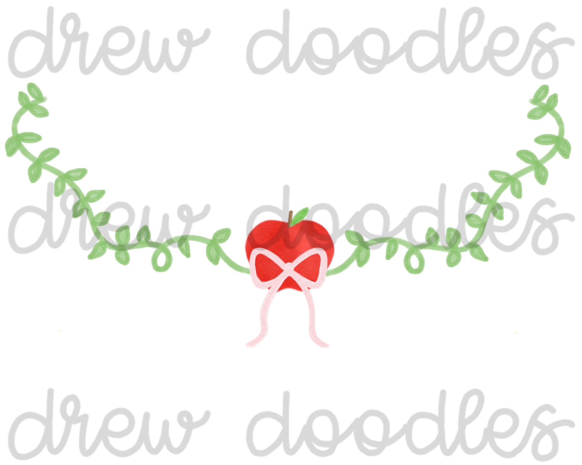 Watercolor Apple Bow Frame Digital Clip Art Set Instant - Etsy