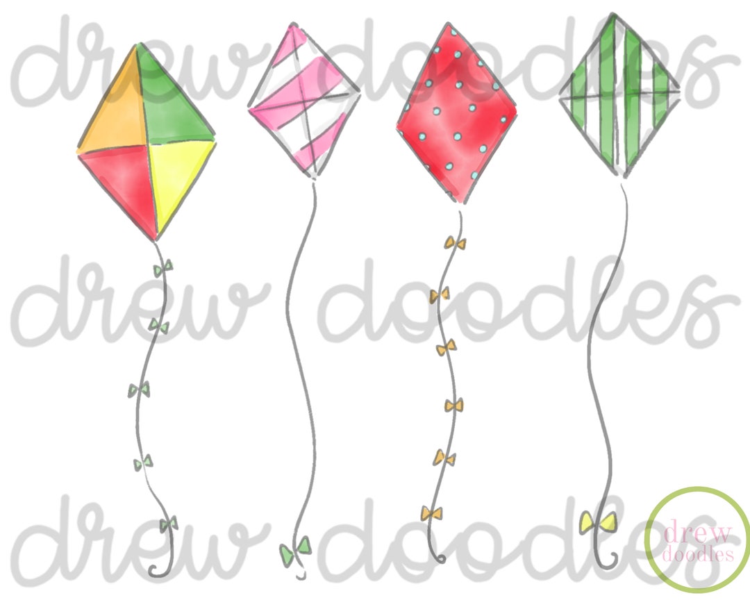 Watercolor Kites Digital Clip Art Set- Instant Download - Etsy