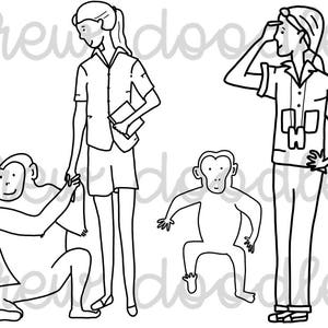 Jane Goodall Digital Clip Art Set- Black Line Version- Instant Download ...