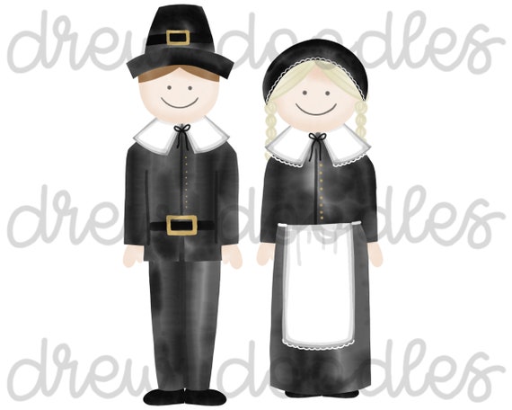 Watercolor Pilgrims Digital Clip Art Set Instant Download - Etsy