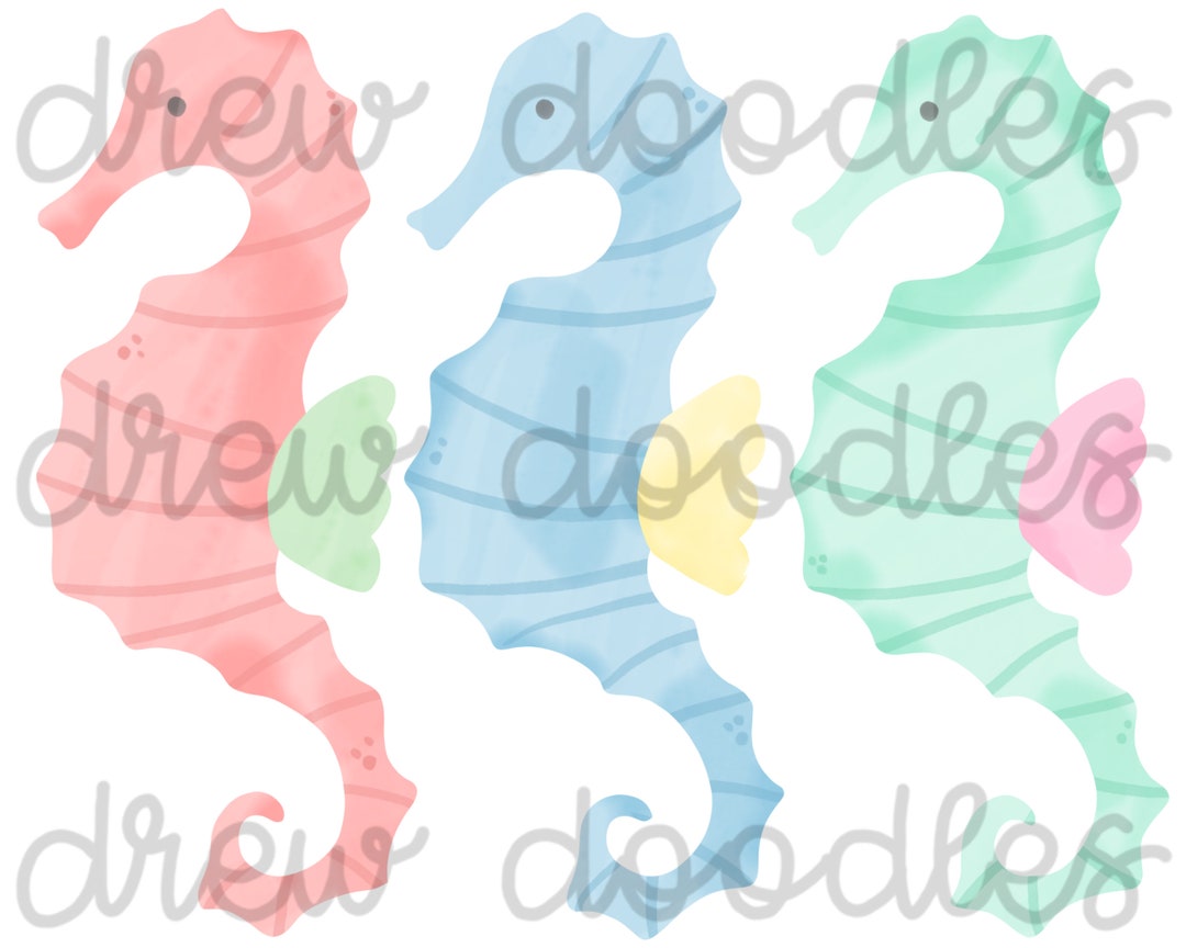 Watercolor Seahorses Digital Clip Art Set- Instant Download - Etsy