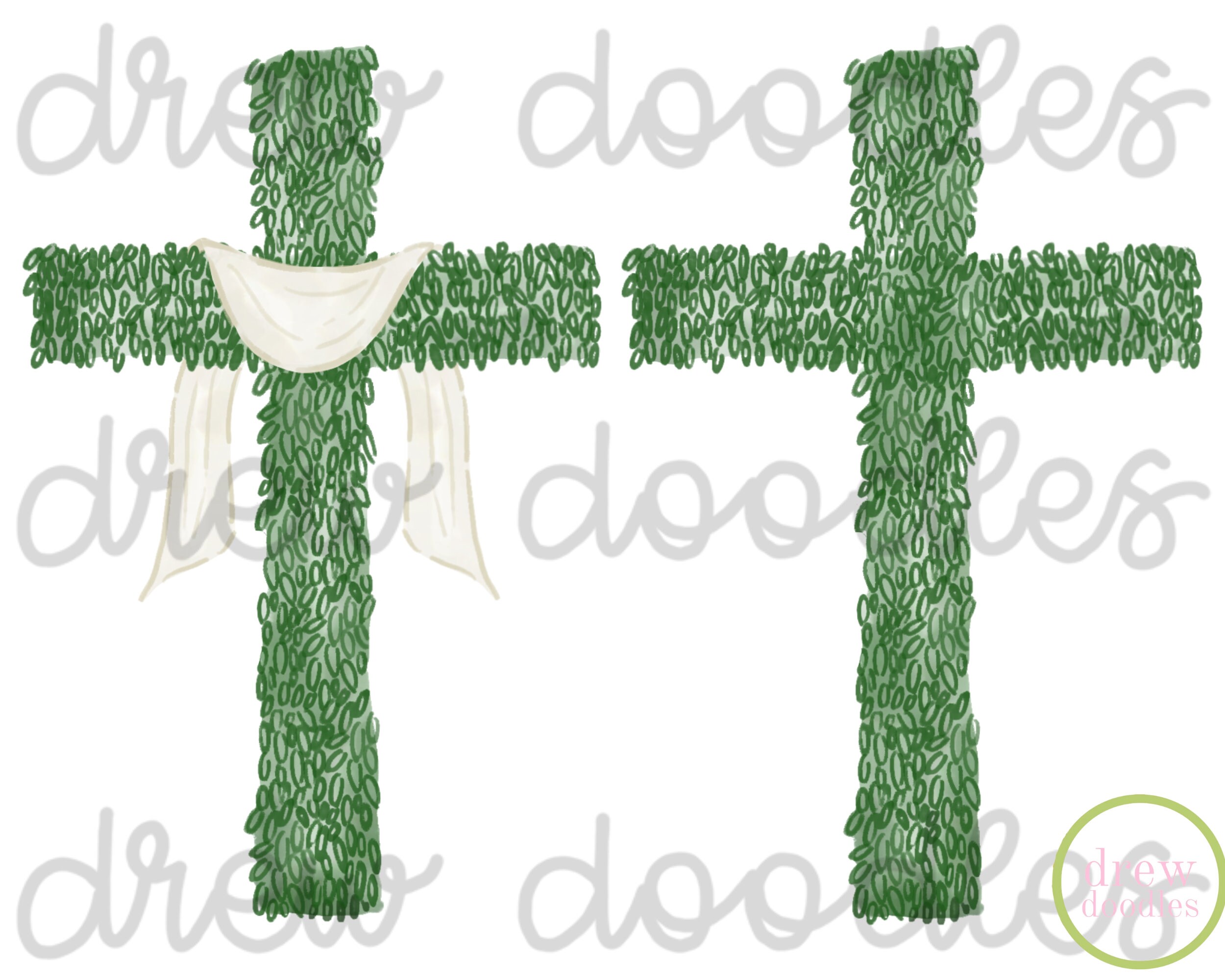 Watercolor Boxwood Easter Crosses Digital Clip Art Set- Instant ...