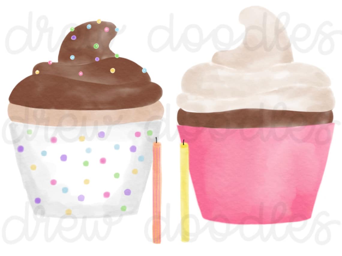 Watercolor Cupcakes Digital Clip Art Set Instant Download - Etsy
