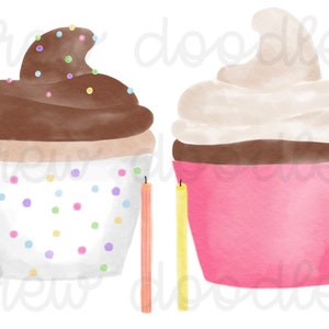 Watercolor Cupcakes Digital Clip Art Set- Instant Download - Etsy