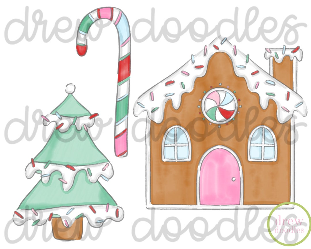 Watercolor Colorful Gingerbread House Digital Clip Art Set- Instant ...