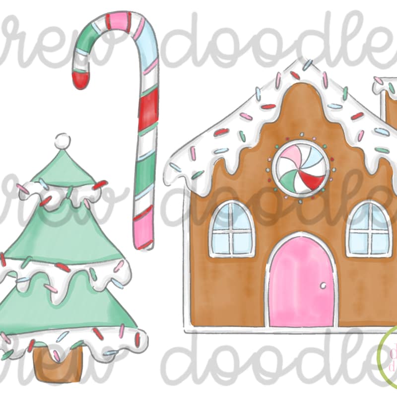 Gingerbread House Candy Clipart - Etsy