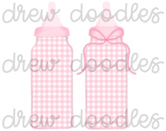 Watercolor Baby Girl Bonnets and Bow Ribbon Frame Digital Clip Art Set ...