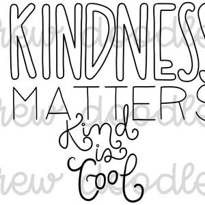 Kindness Doodles Digital Clip Art Set Black Line Version - Etsy