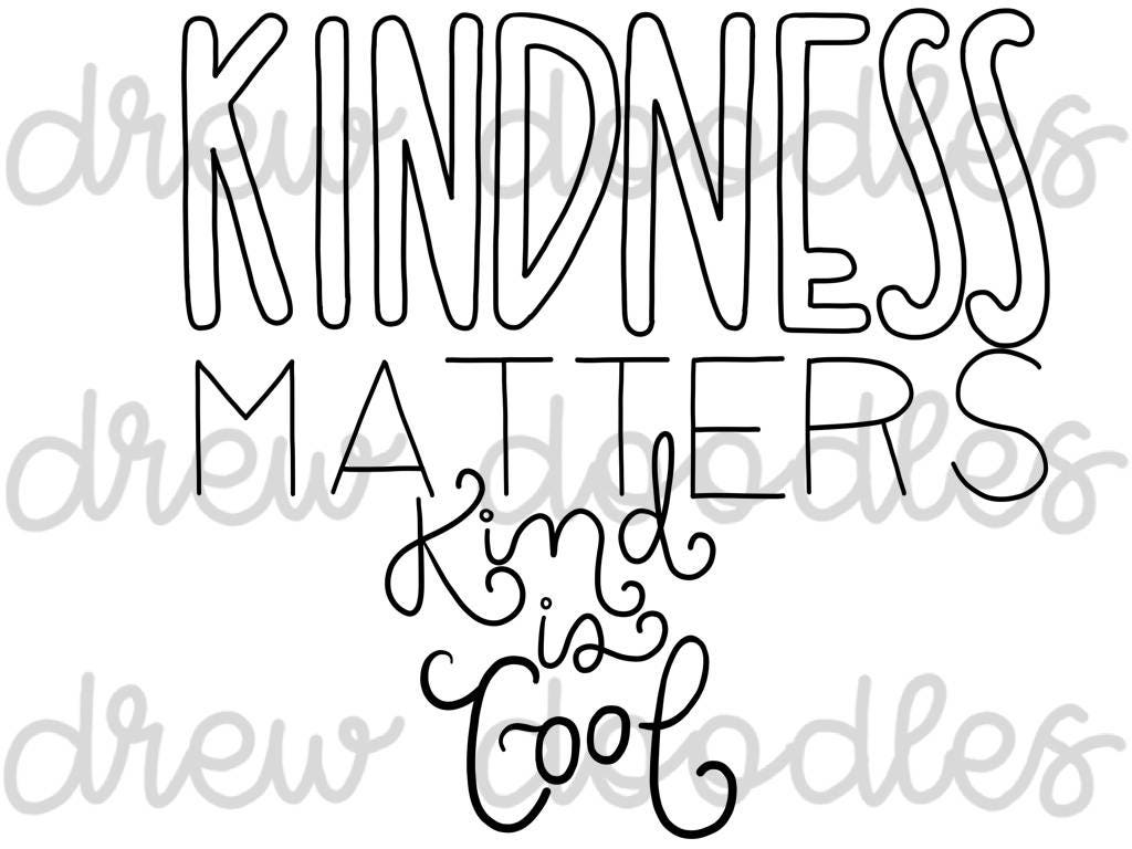 Kindness Doodles Digital Clip Art Set Black Line Version | Etsy