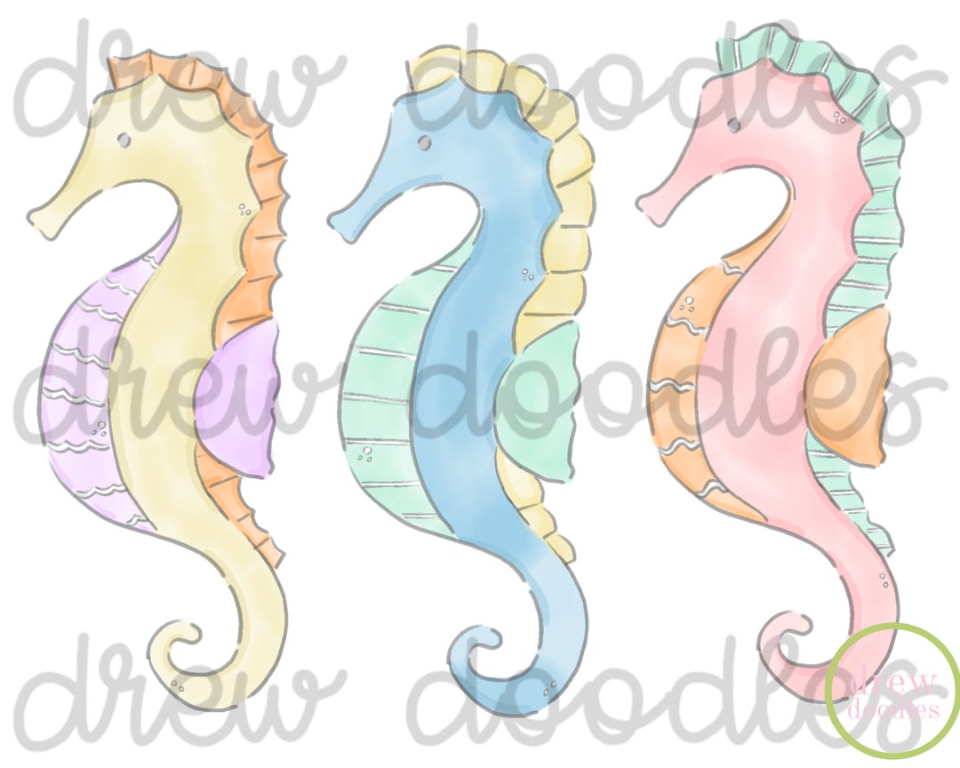 Watercolor Seahorses Digital Clip Art Set- Instant Download - Etsy