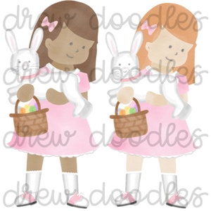 Watercolor Easter Girls Digital Clip Art Set- Instant Download - Etsy