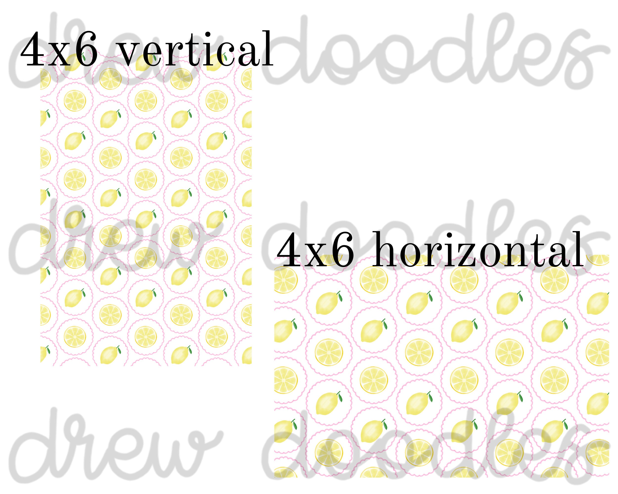 Watercolor Pink Lemon Print Digital Papers Backgrounds 4x6 and 5x7 ...