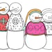 Bright Snowmen Digital Clip Art Set- Color and Black Line COMBO ...