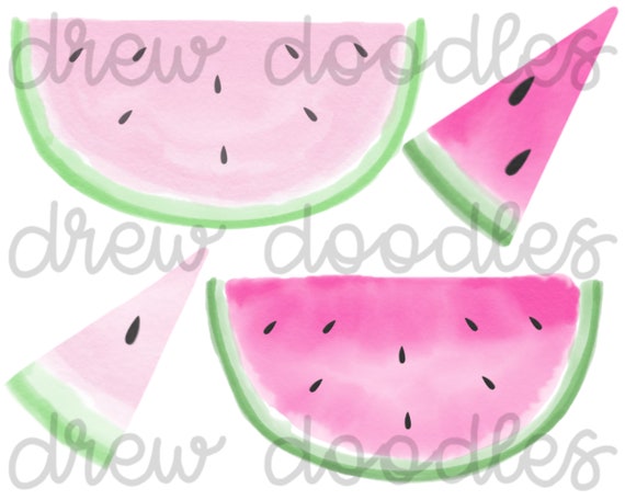 Watercolor Watermelon Digital Clip Art Set Instant Download - Etsy
