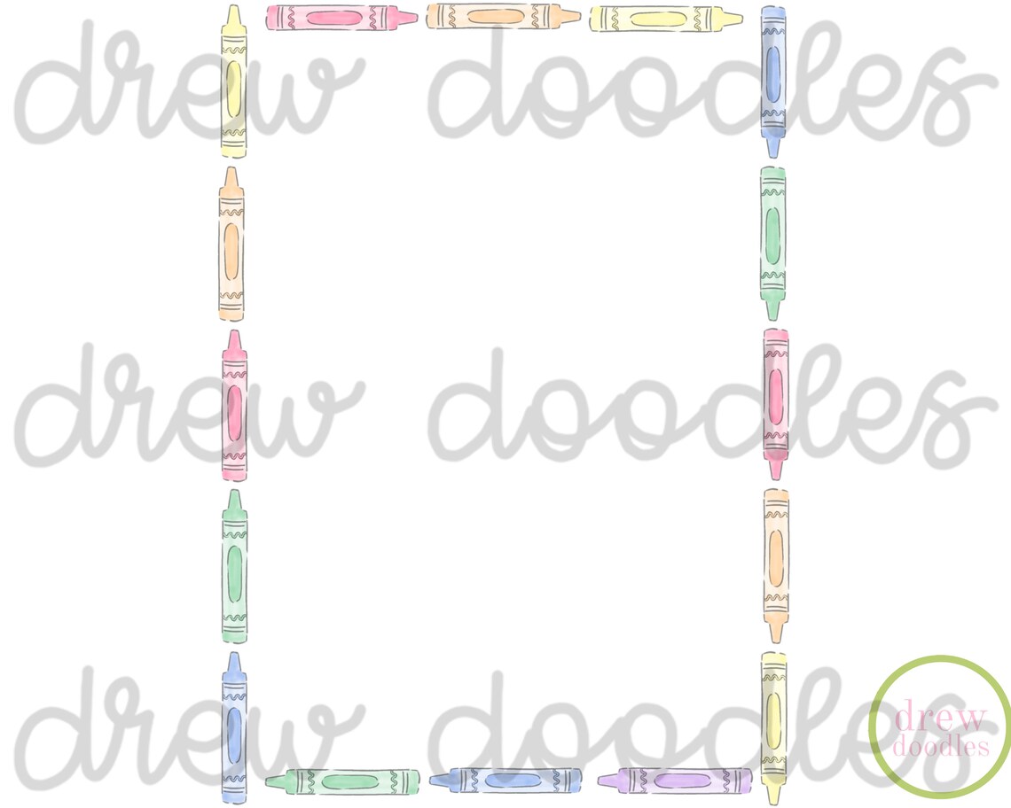 Watercolor Pastel Crayon Frames Digital Clip Art Set Instant - Etsy
