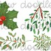 Watercolor Mistletoe and Holly Digital Clip Art Set Instant - Etsy