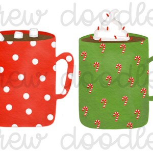 Watercolor Christmas Mugs Digital Clip Art Set- Instant Download - Etsy