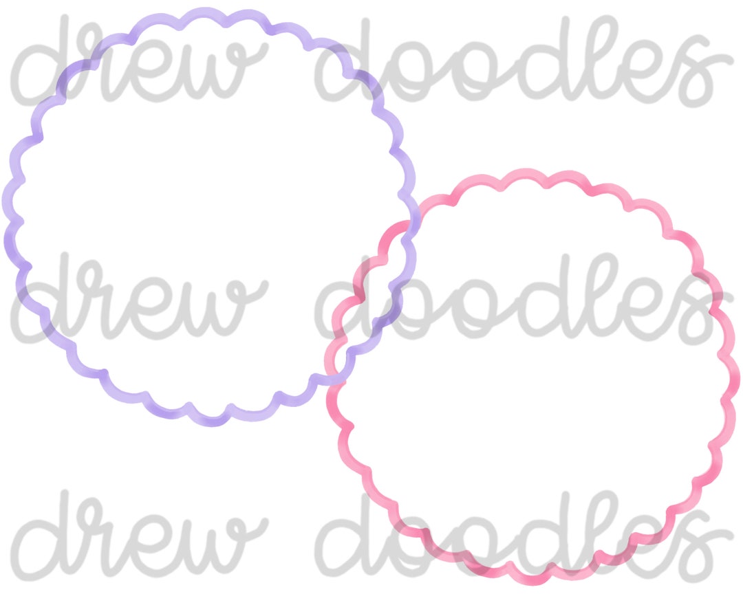 Watercolor Pink and Purple Scallop Circle Frames- Digital Clip Art Set ...