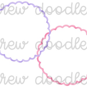 Watercolor Pink and Purple Scallop Circle Frames- Digital Clip Art Set ...