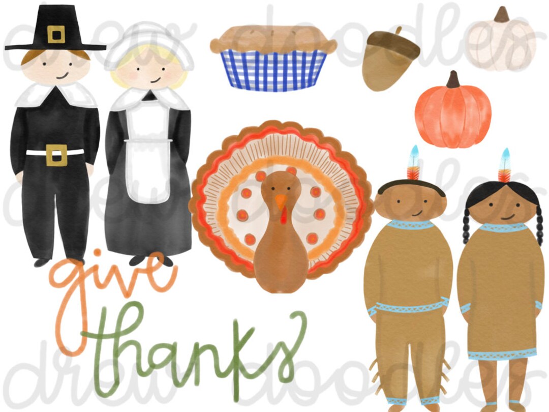 Watercolor First Thanksgiving Digital Clip Art Set- Instant Download - Etsy