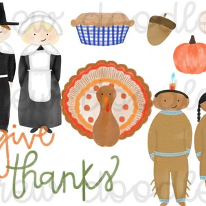 Watercolor First Thanksgiving Digital Clip Art Set- Instant Download - Etsy