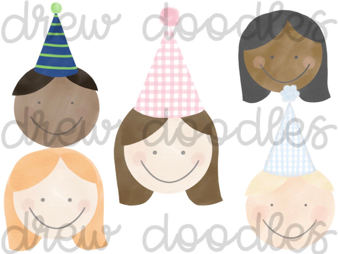 Watercolor Birthday Girls & Boys COMBO With Mix and Match Party Hats ...
